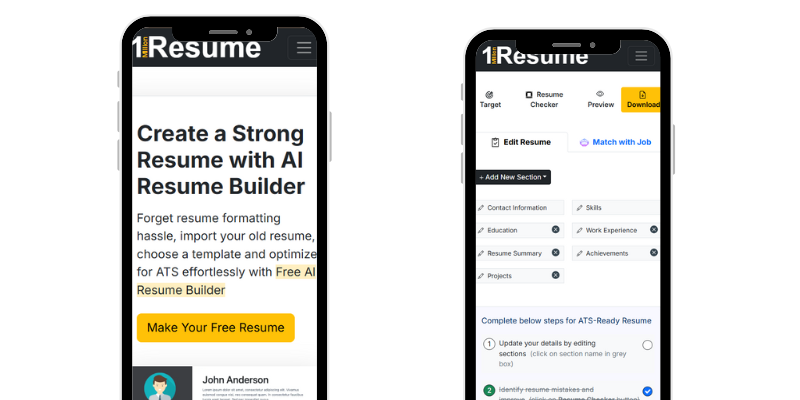 Free AI Resume Builder – ATS Friendly & Fast | 1MillionResume