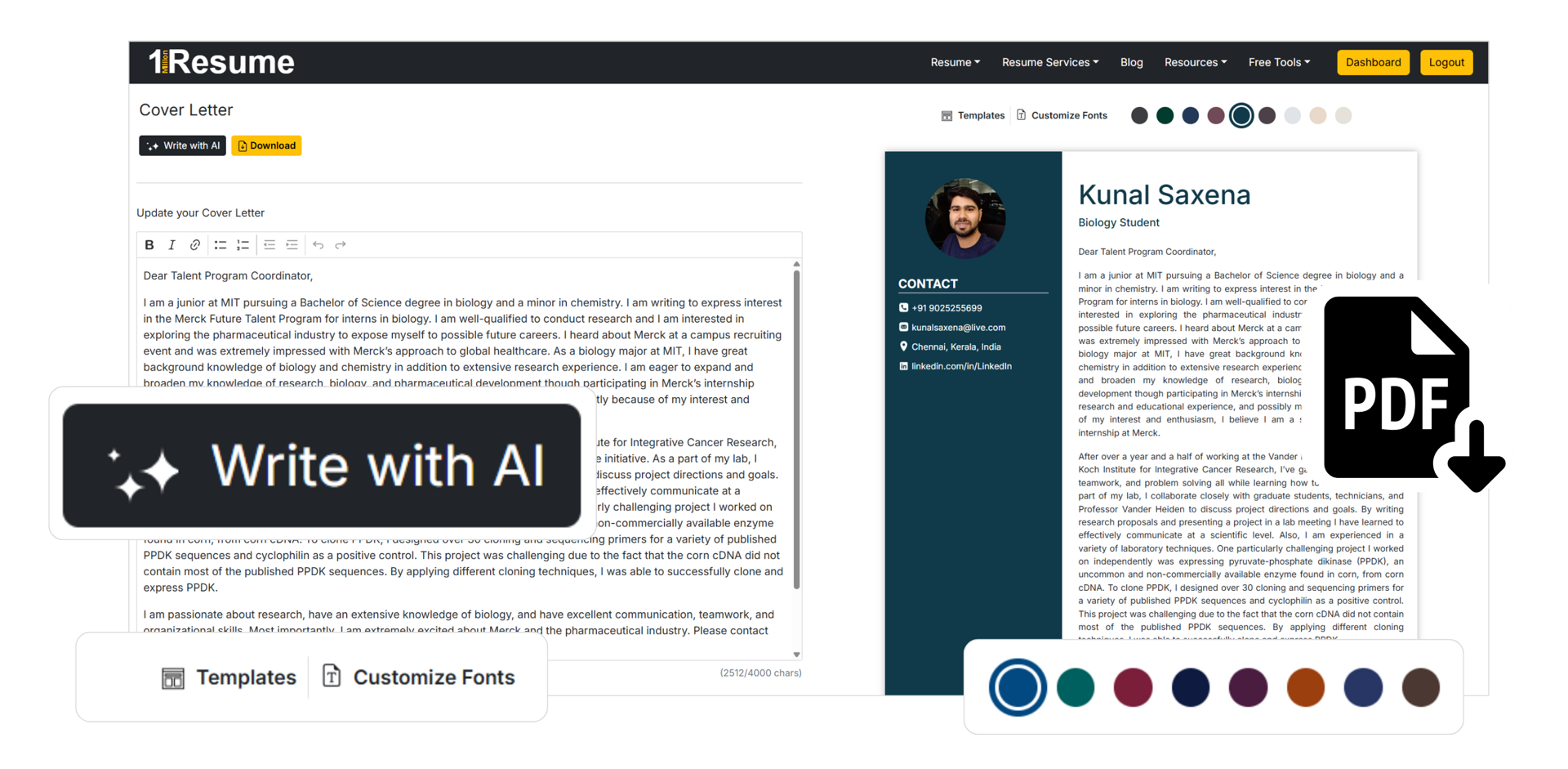 Cover Letter Generator – Make with AI In Minutes | 1MillionResume